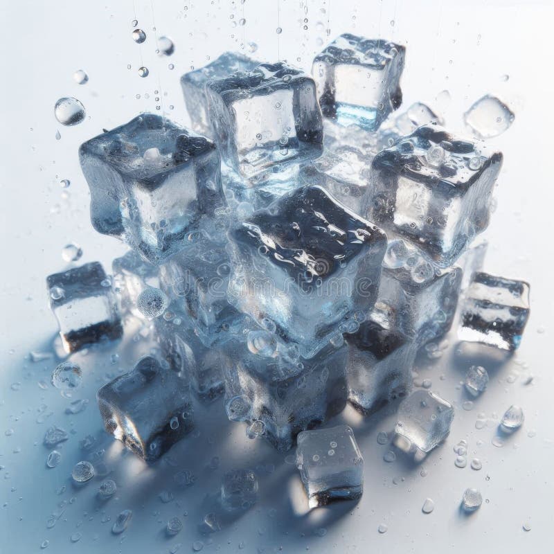 Ice Cubes Arranged in a Pattern on a White Background Stock ...