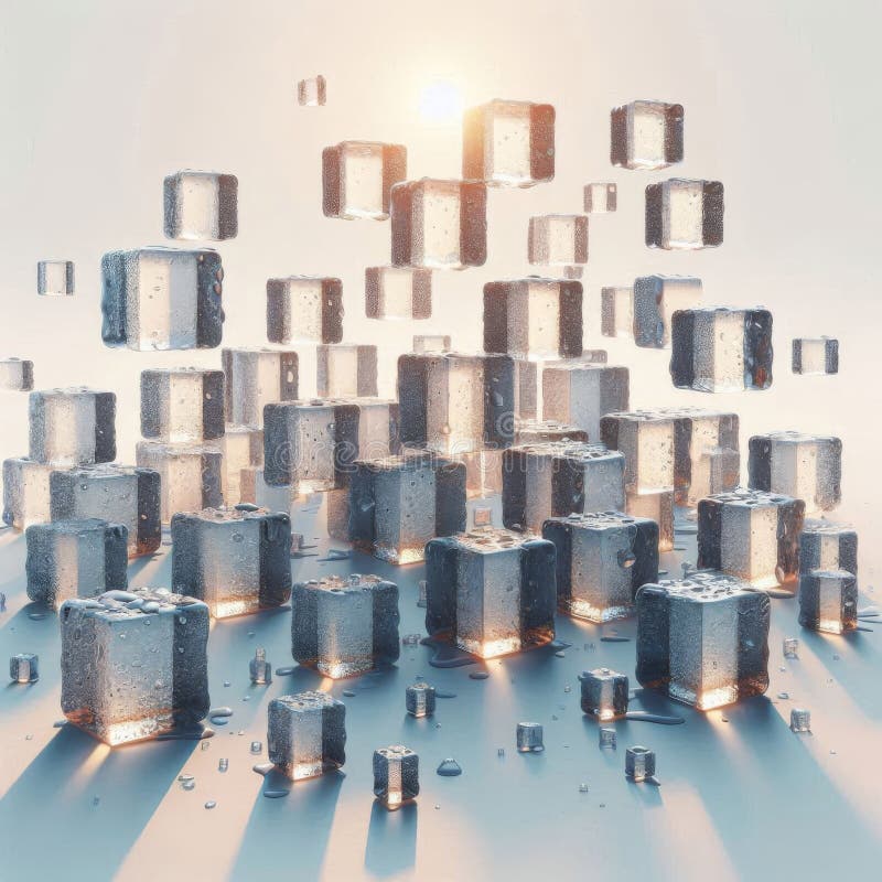 Ice Cubes Arranged in a Pattern on a White Background Stock ...