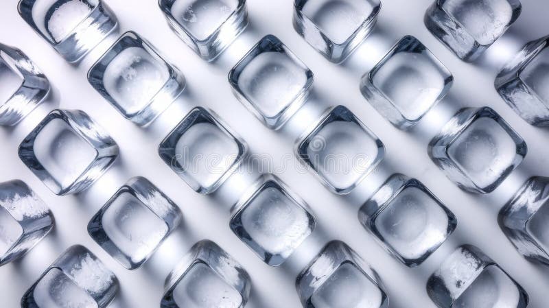 Ice Cubes Arranged in a Pattern on a White Background Stock ...