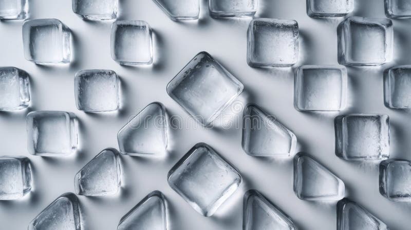 Ice Cubes Arranged in a Pattern on a White Background Stock ...