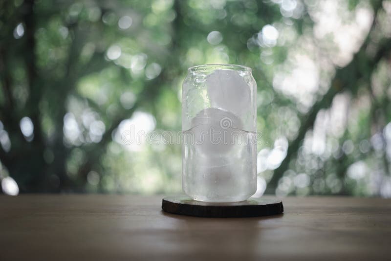 Ice Cubes Ball Shape and Water Drink in Drinking Glasses Stock Image ...