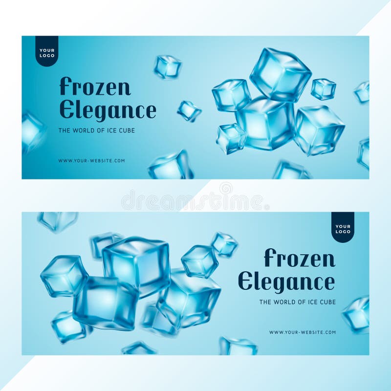 Ice Cubes Banners in Realistic Style Stock Illustration - Illustration ...