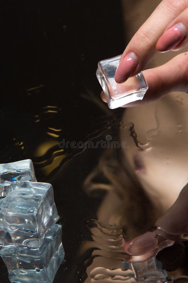 Ice Cubes in Beautiful Female Hands Stock Photo - Image of space, cold ...
