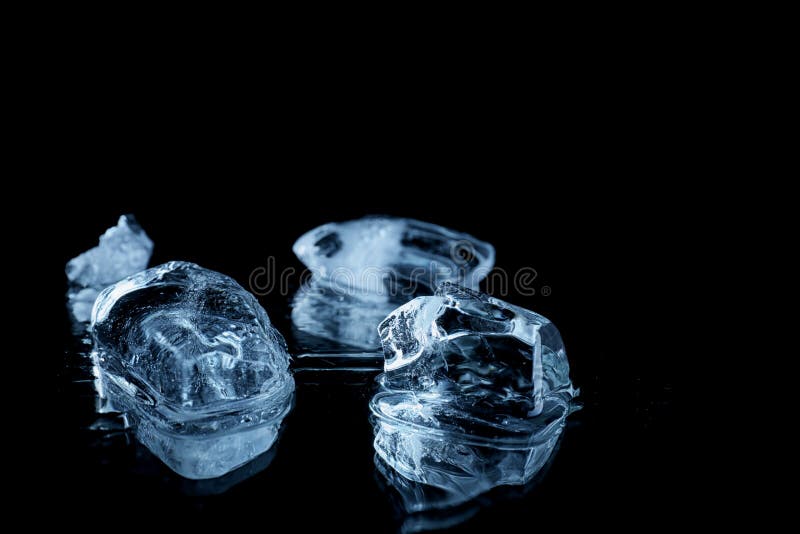 Ice Cubes on Black Mirror Surface. Stock Image - Image of drink, cool ...