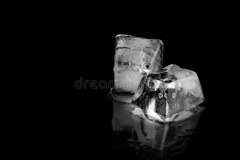 Ice Cubes on Black Mirror Surface Stock Photo - Image of cool, cubes ...