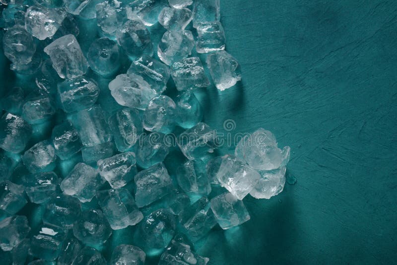 Ice Cubes on Blue Background.Copy Space Stock Image - Image of ...