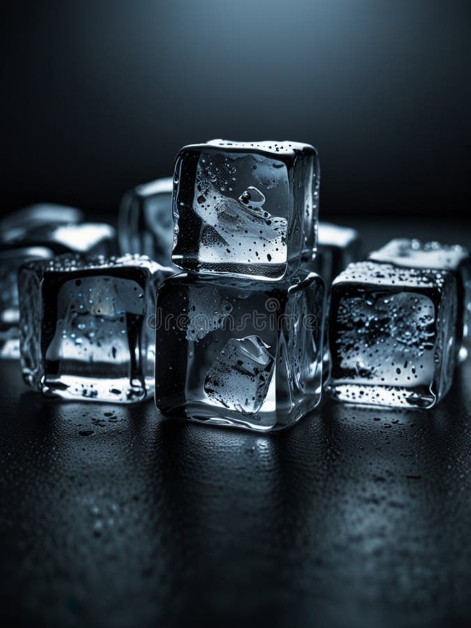 Ice Cubes on Blue Background Stock Illustration - Illustration of black ...