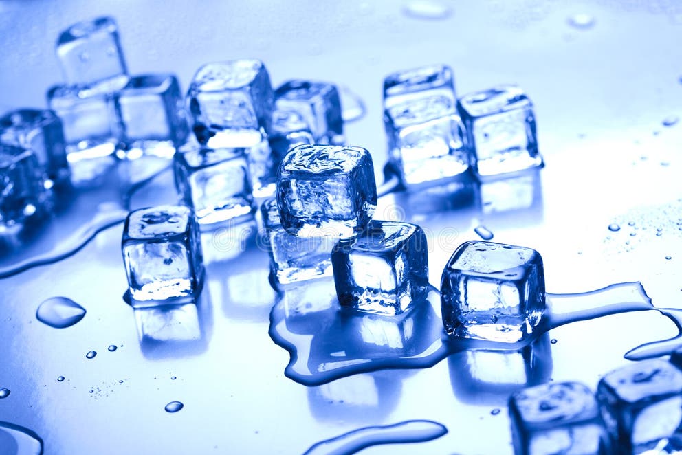 Ice Cubes on Blue Background Stock Photo - Image of drop, bubble: 65086882