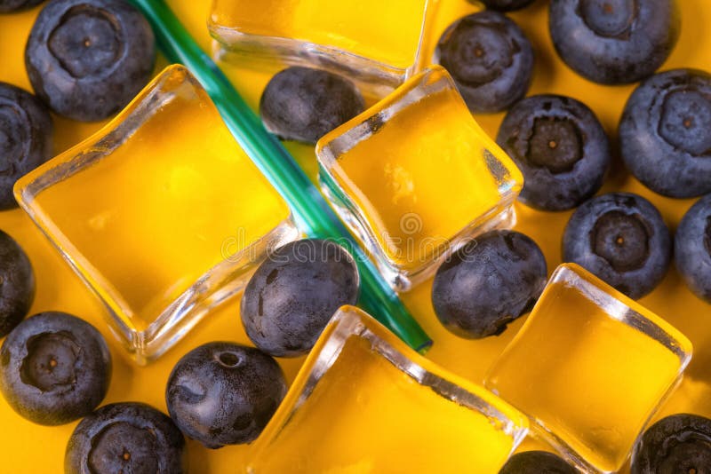 Ice Cubes with Blueberries and Mint in Glass Stock Image - Image of ...