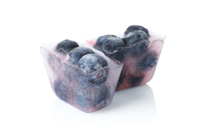 Ice Cubes with Blueberries and Mint in Glass Stock Image - Image of ...
