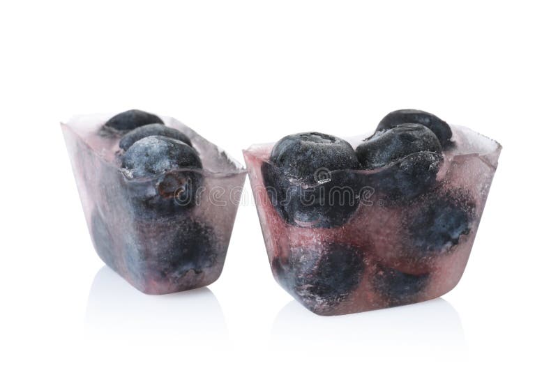 Ice Cubes with Blueberries and Mint in Glass Stock Image - Image of ...