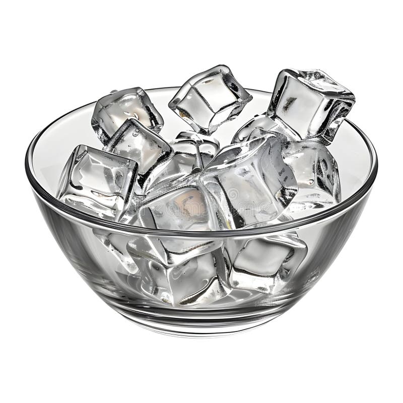 Ice Cubes in a Bowl on Transparent Background - Ai Generated Stock ...
