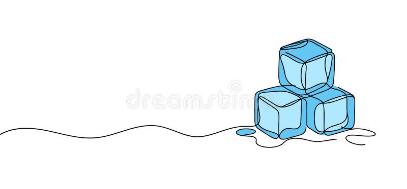 Ice Cubes. Continuous One Line Drawing Vector Illustration Set on White ...