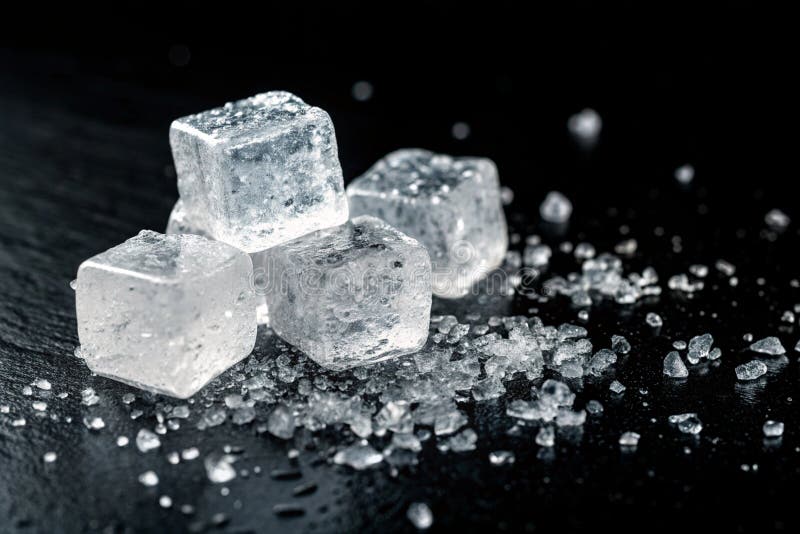 Ice Cubes Crush on Black Background. Chill Backdrop Stock Illustration ...