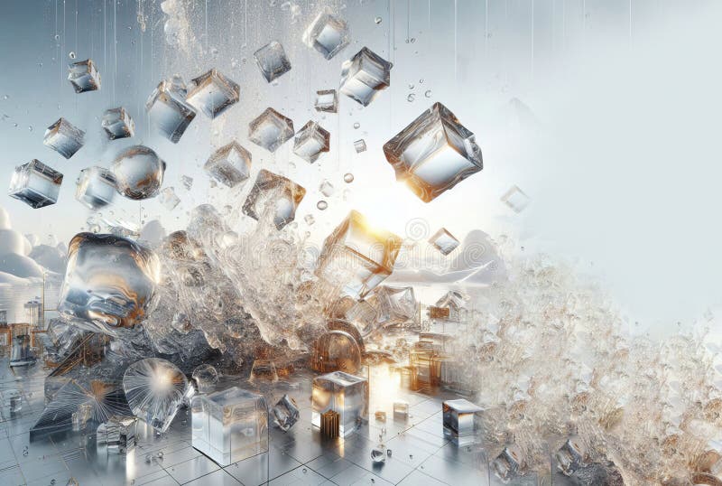 Ice Cubes Cube Falling Dropping Drops for Background - Ai Generated ...
