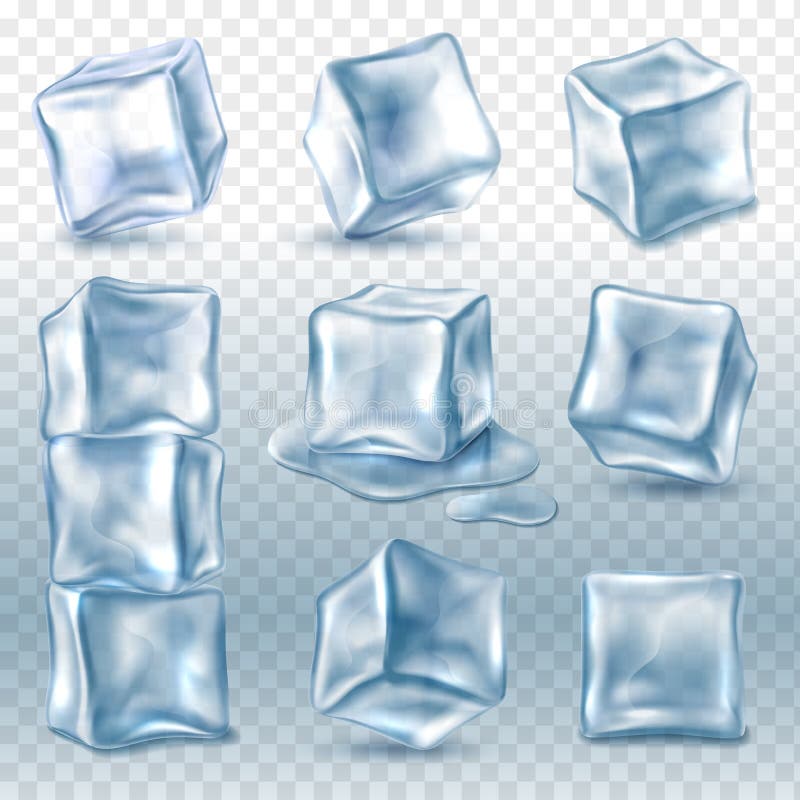 Ice Cubes. 3d Ice Piece Various Angles Collection, Transparent Frozen ...