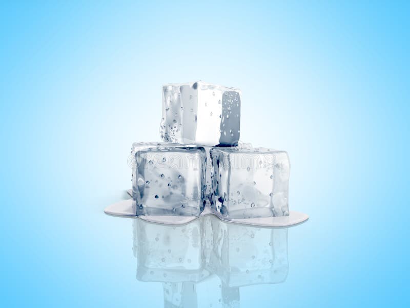 Ice Cubes 3d Render on Blue Background Stock Illustration ...