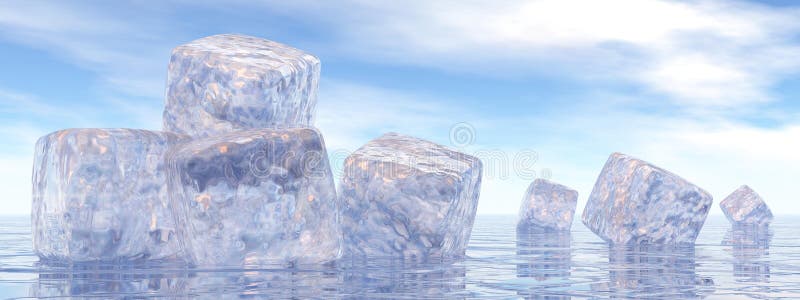 Ice cubes - 3D render stock illustration. Illustration of abstract ...