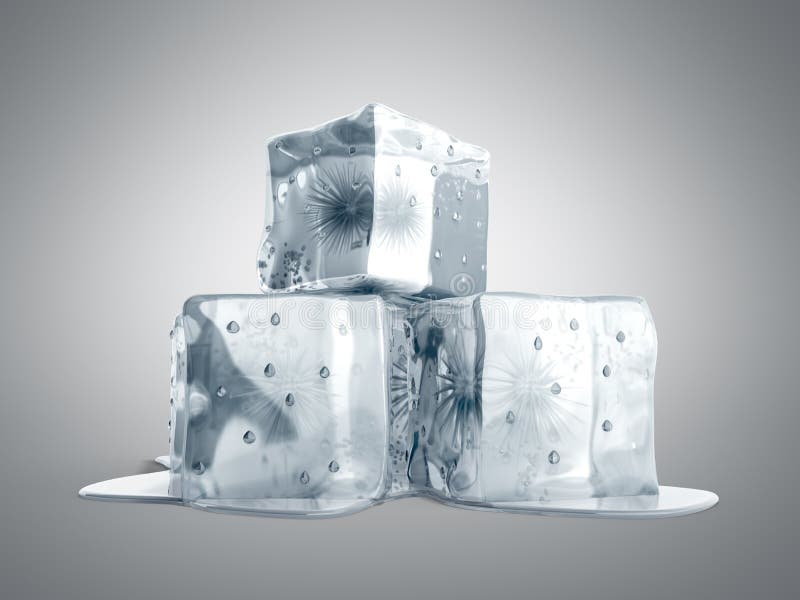 Ice Cubes 3d Render on Grey Background Stock Illustration ...