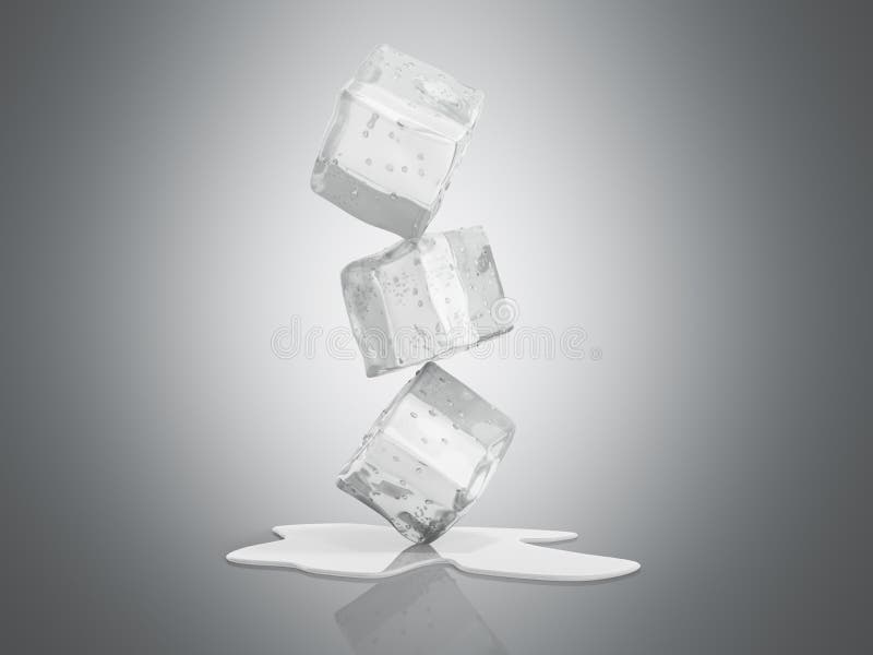 Ice Cubes 3d Render on Grey Background Stock Illustration ...