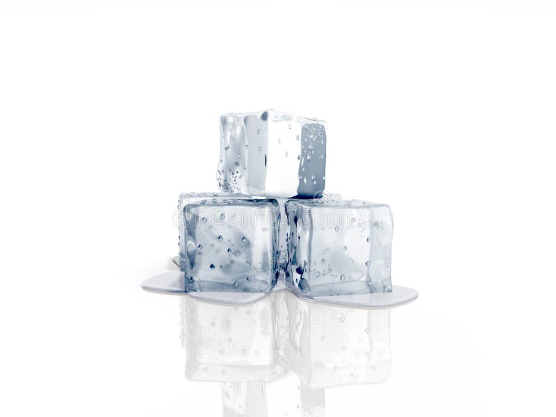 Ice Cubes 3d Render on White Background Stock Illustration ...