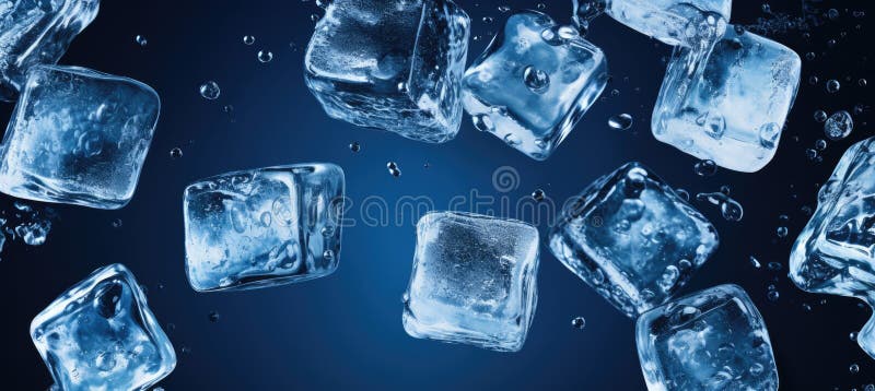 Ice Cubes on a Dark Blue Background Stock Illustration - Illustration ...