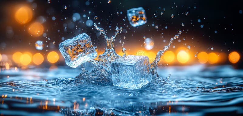 Ice Cubes Splash in Sparkling Water Stock Image - Image of splash ...