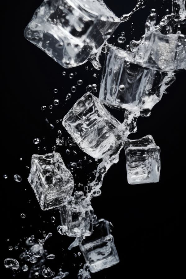 Ice Cubes Dropping into Water, Perfect for Beverage or Cold Drink ...