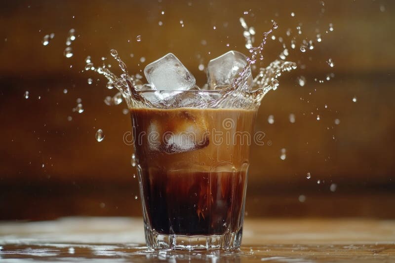 Ice Cubes Exploding Coffee stock image. Image of summer - 360160529