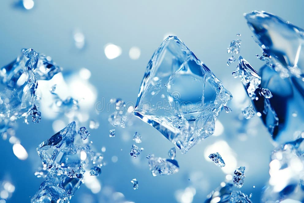 Ice Cubes Exploding on Light Blue Background Stock Image - Image of ...