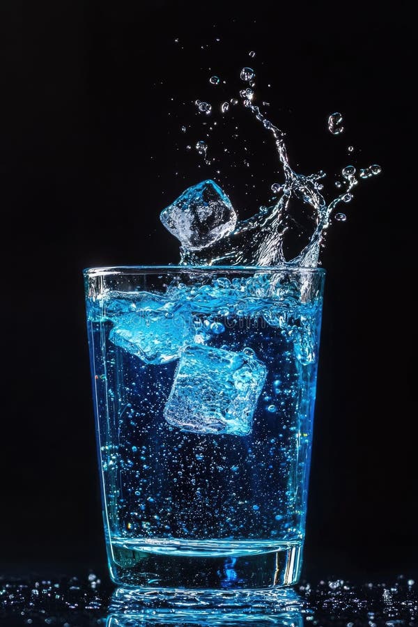 Ice Cubes Fall into a Glass. Selective Focus Stock Image - Image of ...