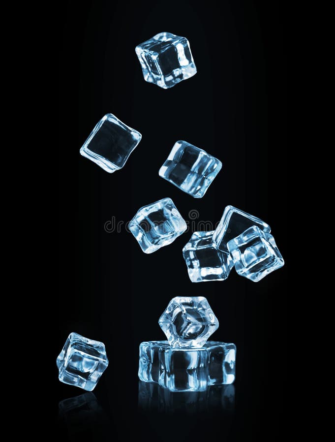 Ice Cubes Falling on Black Background Stock Image - Image of cubes ...