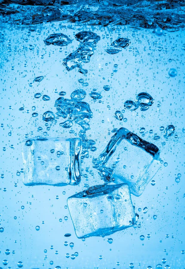 Ice Cubes Falling Under Water Stock Photo - Image of cold, abstract ...