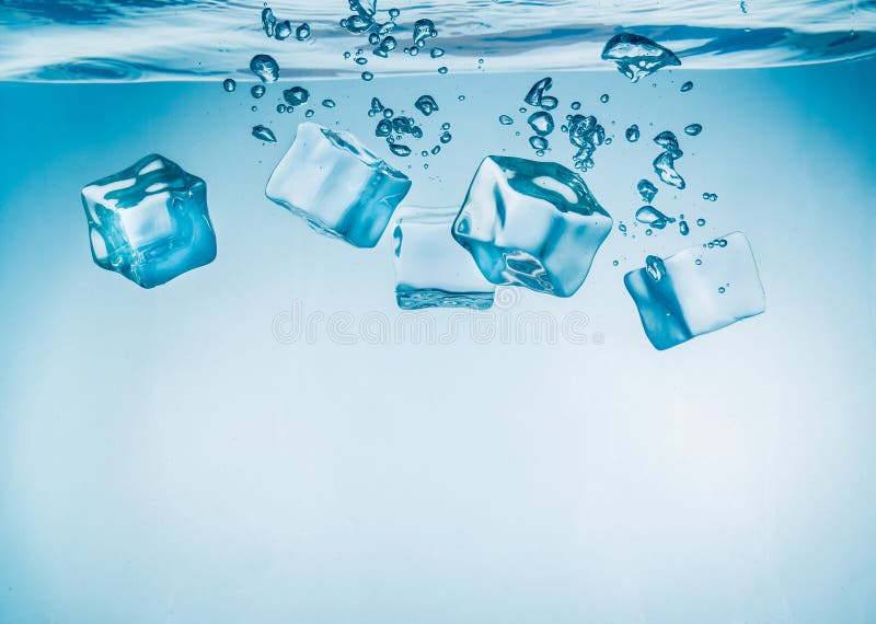 Ice Cubes Falling Under Water Stock Photo - Image of cold, clear: 48805034