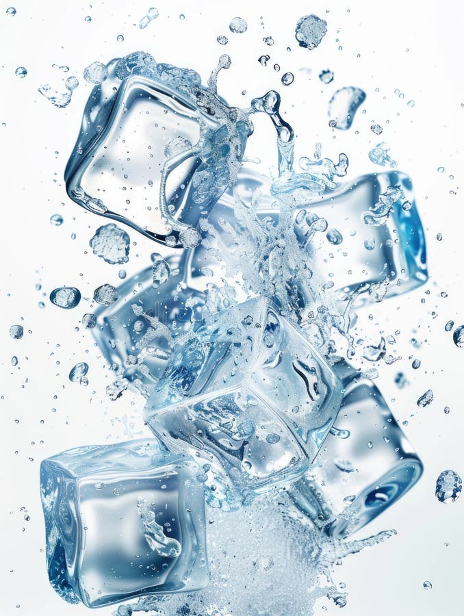 Ice Cubes Falling into Water Stock Photo - Image of refreshing, drink ...