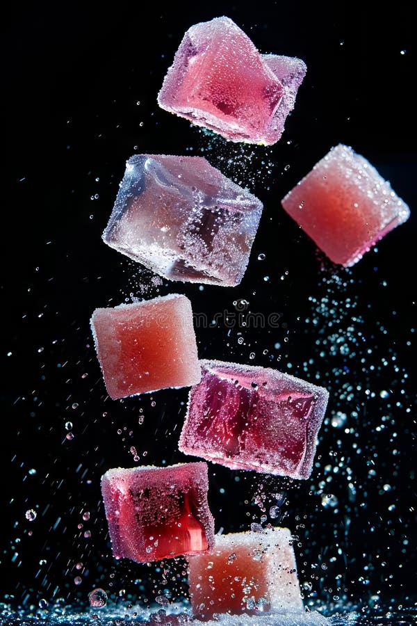 Ice Cubes Falling into Water Stock Photo - Image of pink, fall: 316805950