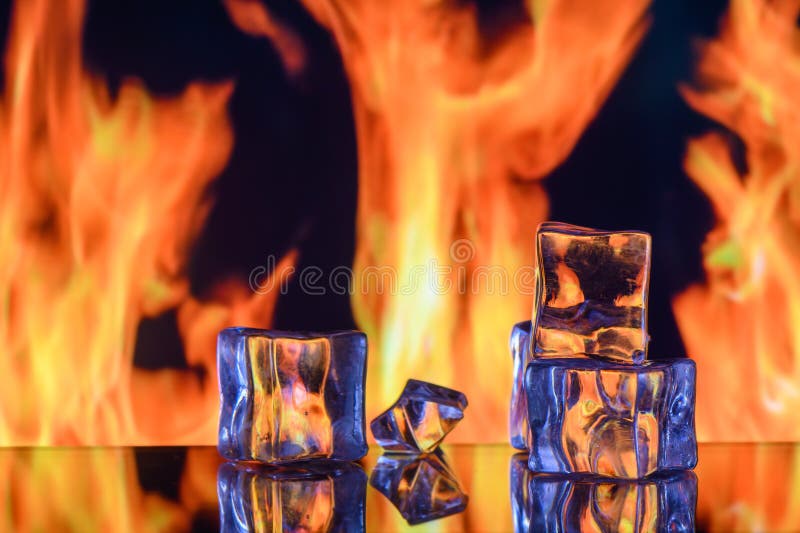 Ice Cubes on Fire Background for Alcoholic Cocktail 7 Stock Photo ...