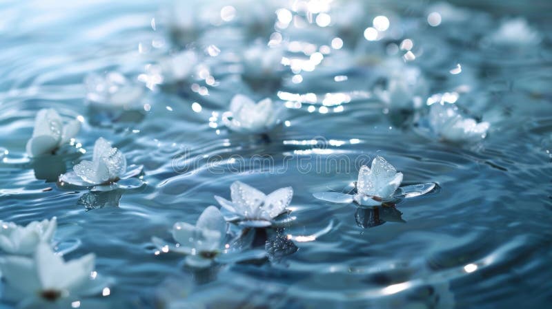 Ice Cubes Float on the Surface of the Water Adding an Element of Visual ...