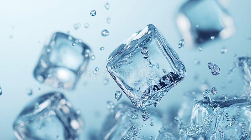 Ice Cubes Floating in Water with Bubbles Stock Image - Image of liquid ...