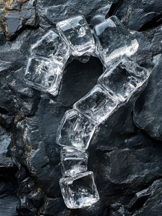 Ice Cubes Form a Question Mark on a Dark Surface. Stock Image - Image ...