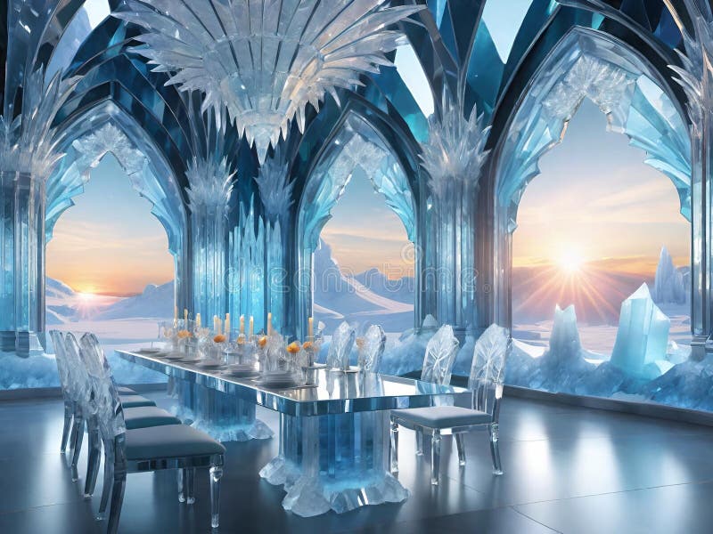 Ice Cubes on the Frozen Ice in Castle Stock Illustration - Illustration ...