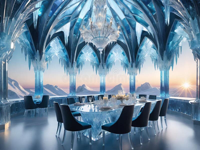 Ice Cubes on the Frozen Ice in Castle Stock Illustration - Illustration ...