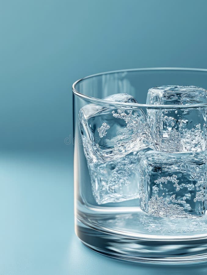 Ice Cubes in a Glass with Clear Water. Stock Photo - Image of hydration ...