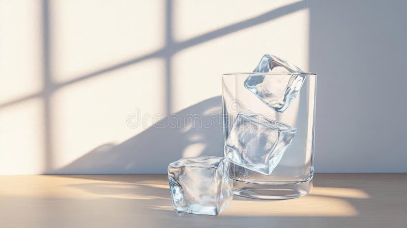 Ice Cubes in Glass, Sunlight Stock Photo - Image of cold, transparent ...