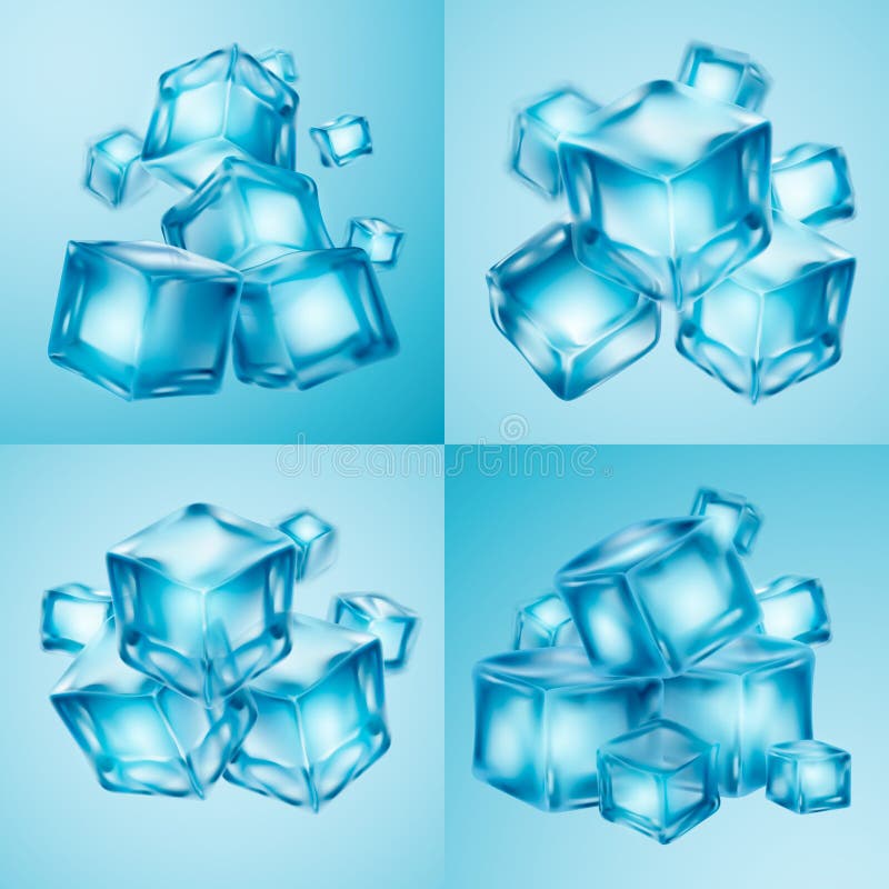 Ice Cubes Illustrations in Realistic Style Stock Illustration ...