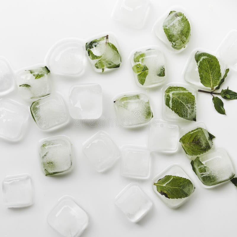 Ice Cubes Leaves. High Quality and Resolution Beautiful Photo Concept ...