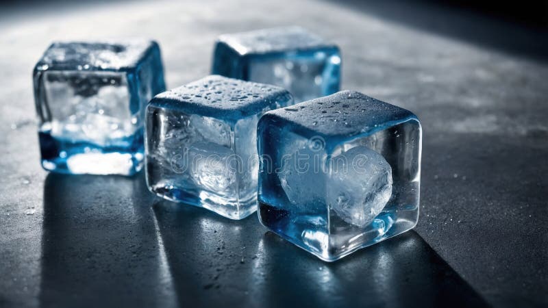 Ice Cubes Melting on Dark Background Under Dramatic Light Stock ...