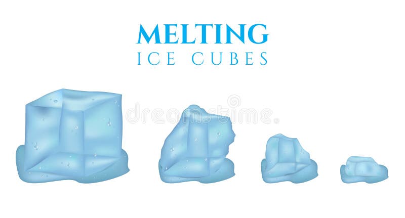 Set of Vector Illustrations of Melting Realistic Style Ice Cubes Stock ...