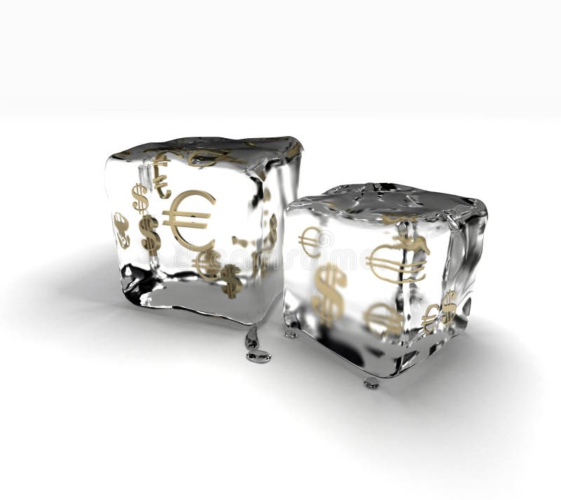 Ice Cubes with Money Symbols Stock Illustration - Illustration of ...