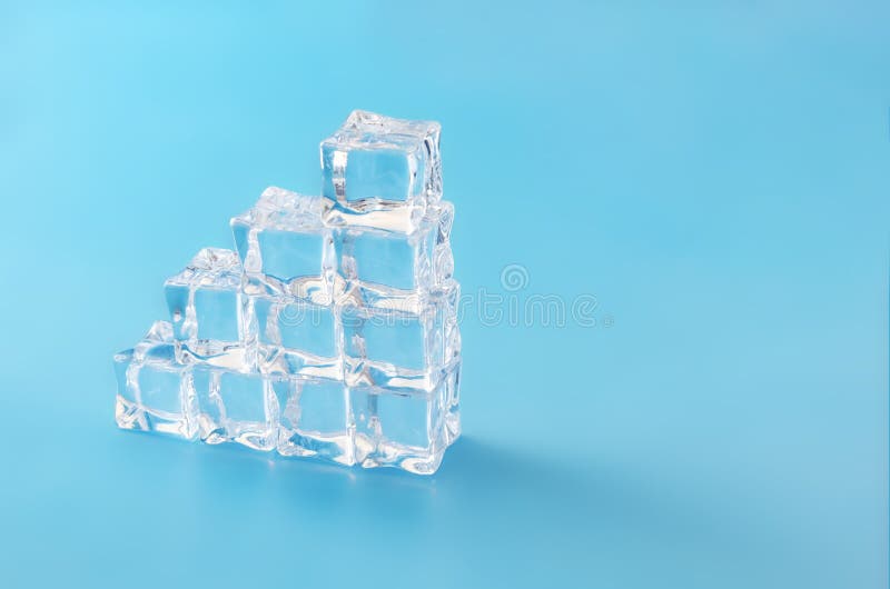 Ice Cubes with Pastel Blue Background Stock Image - Image of ...
